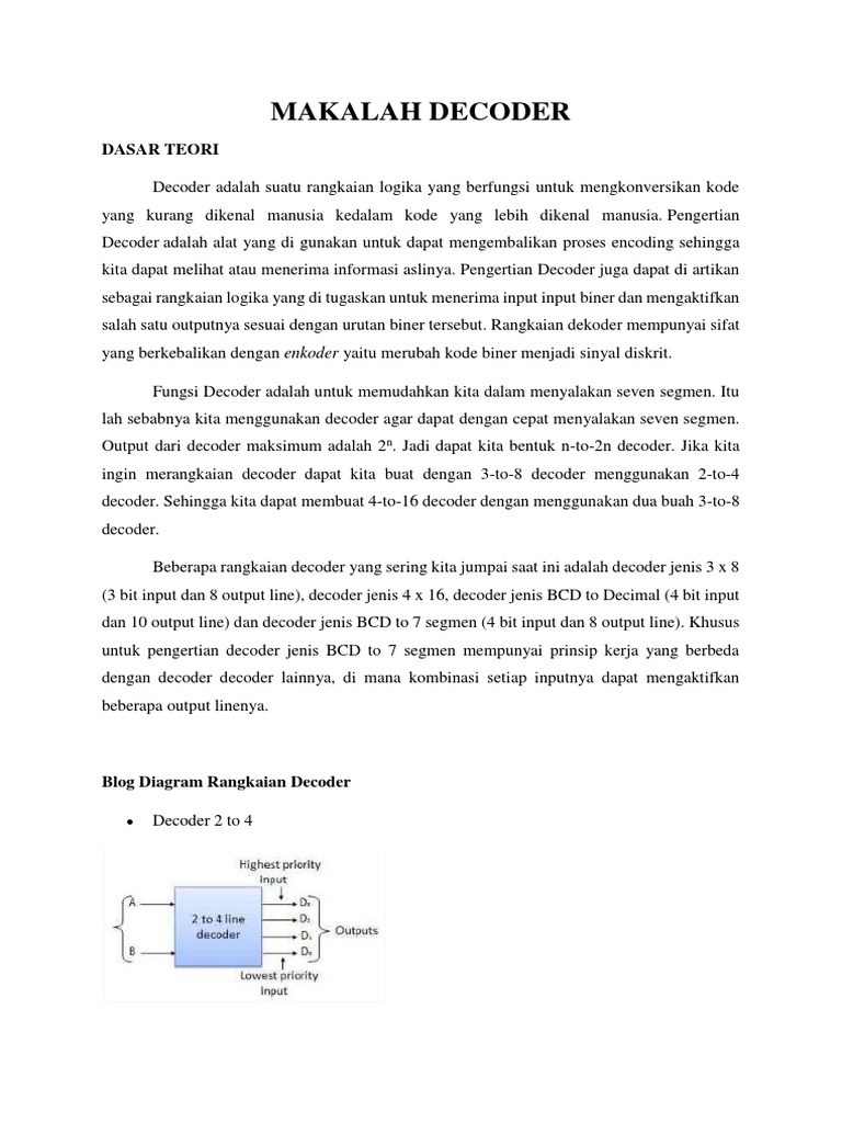 Tugas Makalah Decoder | PDF