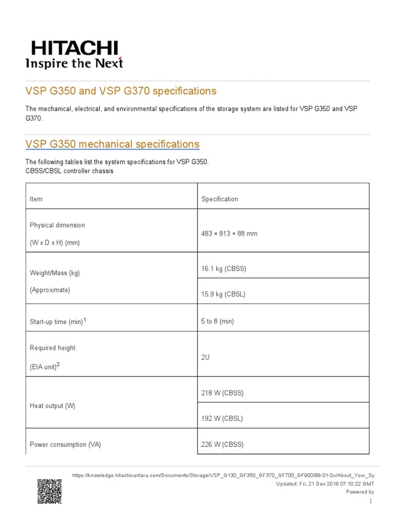 VSP G350 and VSP G370 Specifications | PDF | Hard Disk Drive | Noise