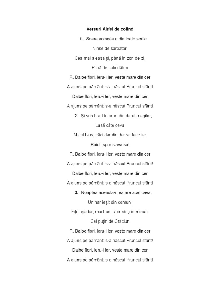Versuri Altfel de Colind | PDF