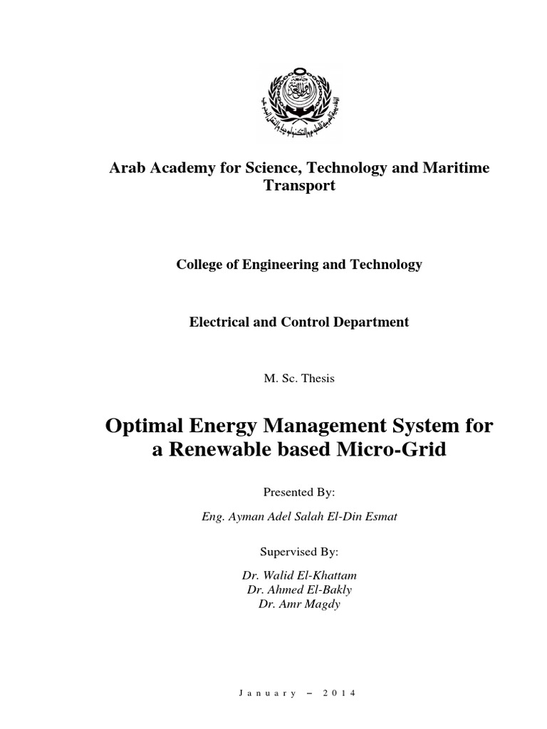 Optimal Energy Management System For Renewable Based Micro Grid | PDF | Electrical Grid ...