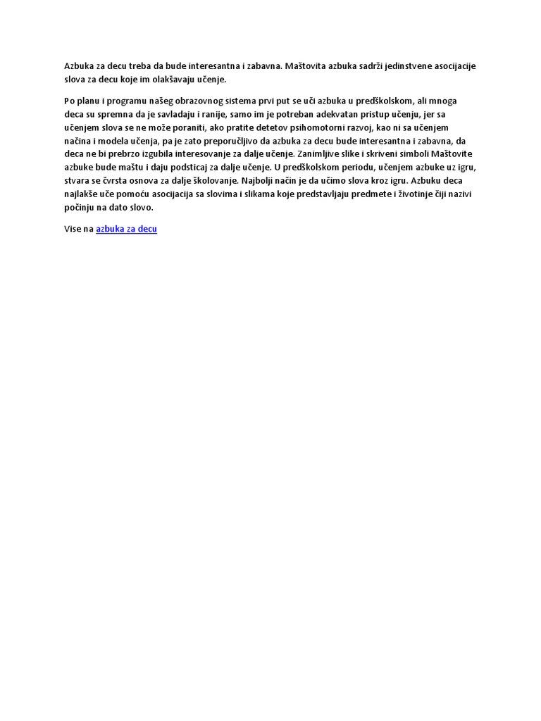Azbuka Za Decu PDF | PDF