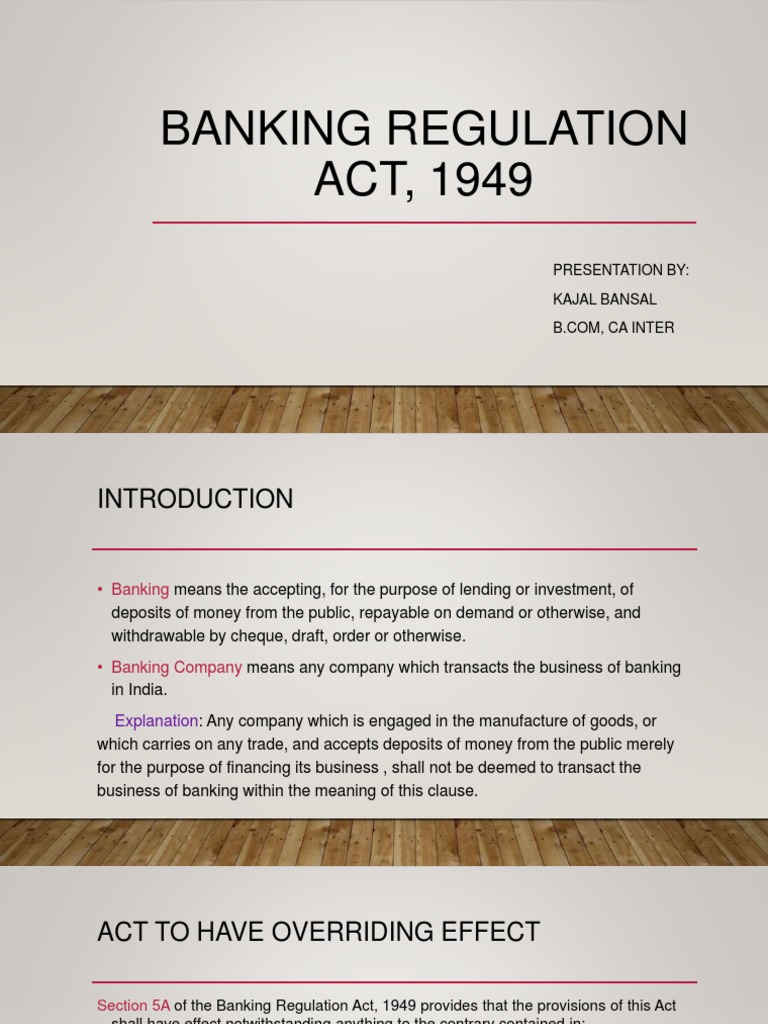 Banking Regulation Act 1949 Overview | PDF | Board Of Directors ...
