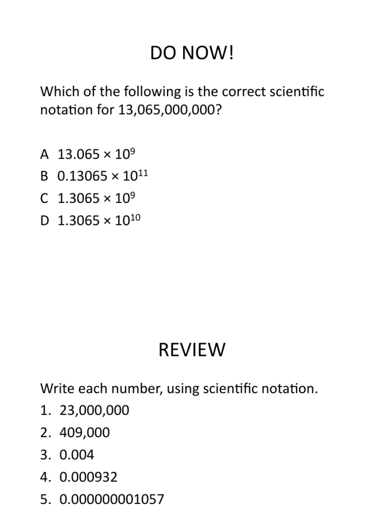 Lesson 8 - Part 2: Scientific Notation | PDF | Numbers | Mathematical ...