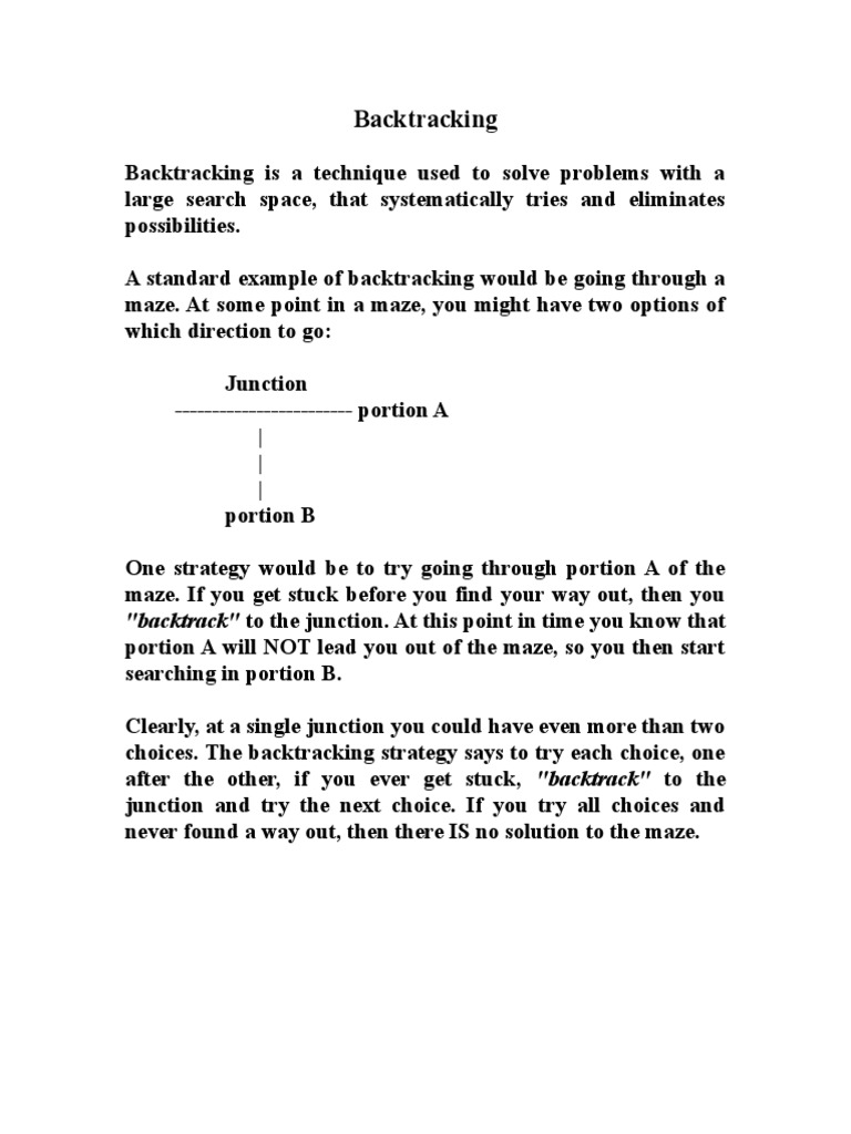 Backtracking: "Backtrack" To The Junction. at This Point in Time You ...