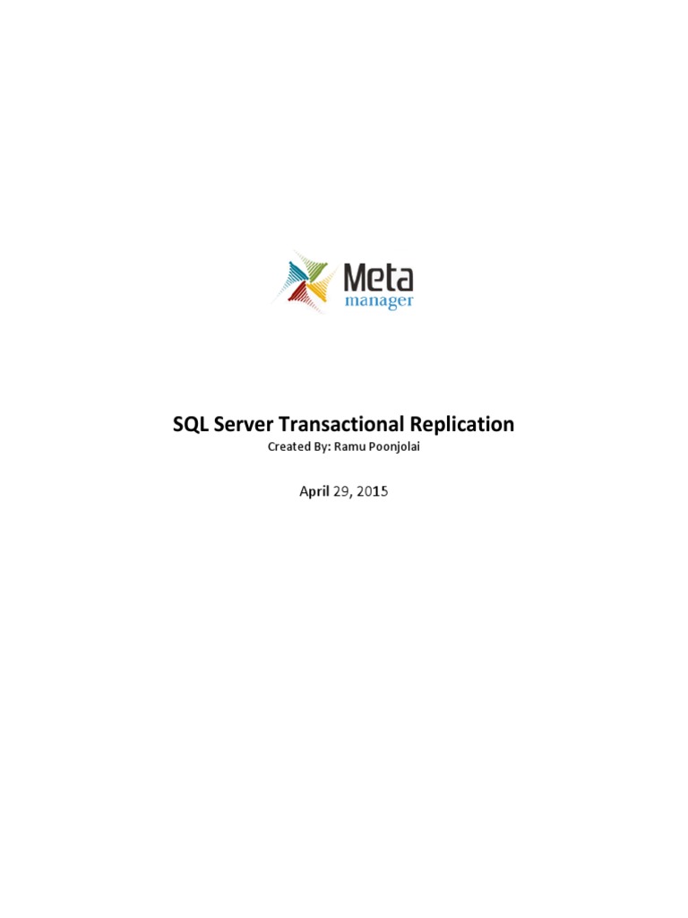 SQL Server Transactional Replication Cheat Sheet | PDF | Microsoft Sql ...