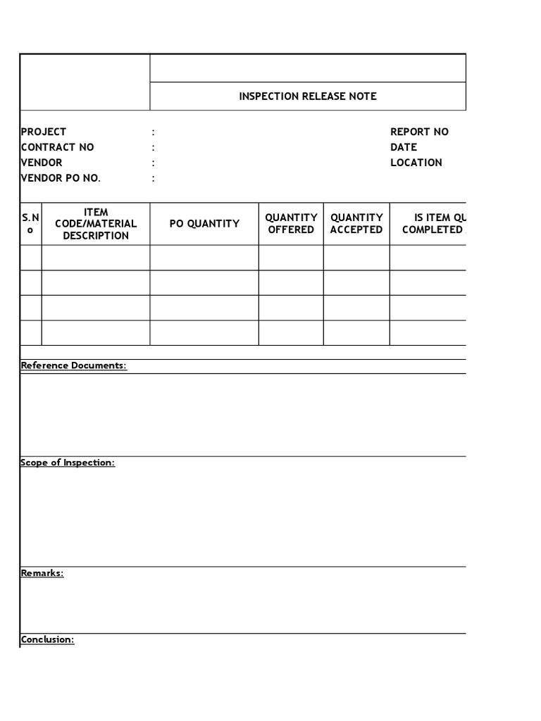 Inspection Release Summary | PDF