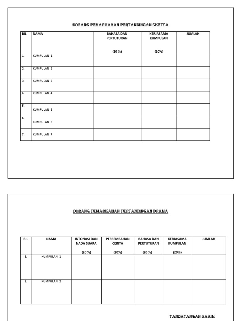 Borang Pemarkahan Pertandingan Bercerita Pdf - Riset Borang Pemarkahan Pertandingan Bercerita Pdf - Riset