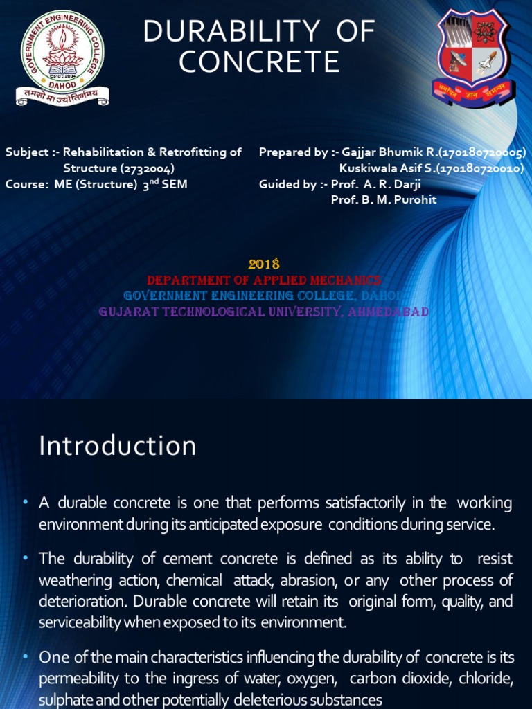 Durability of Concrete | PDF | Corrosion | Concrete