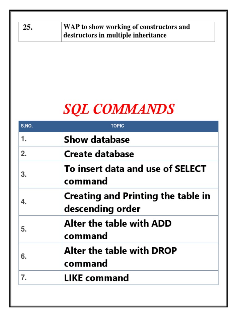 SQL Commands: WAP To Show Working of Constructors and Destructors in ...
