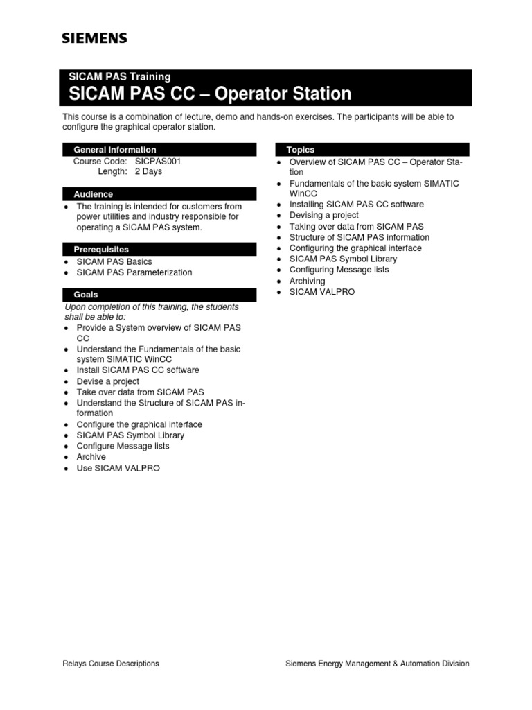 Sicam Pas TRNG CC Op Sta 13 | PDF