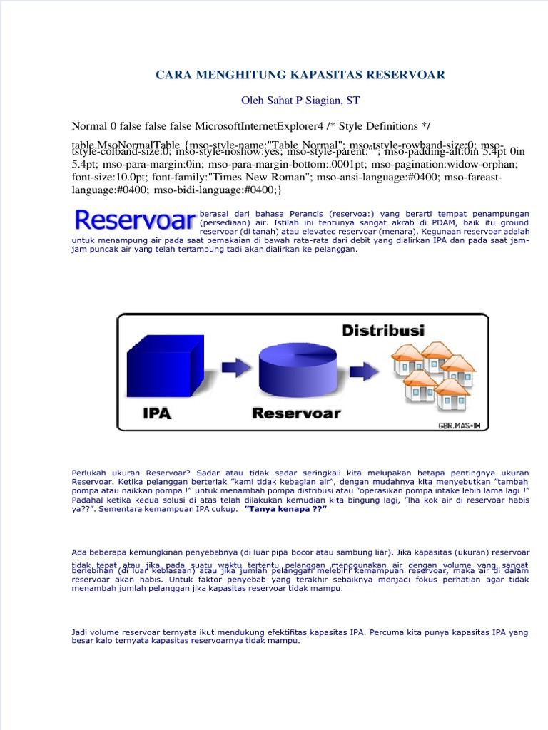 Cara Menghitung Kapasitas Reservoar | PDF