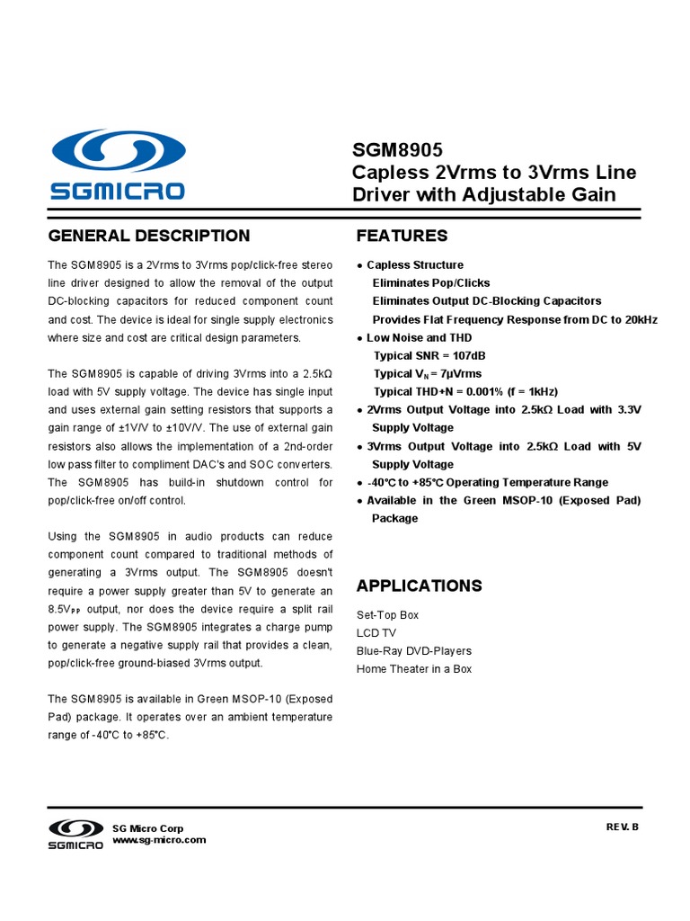 sgm8905 AUDIO PDF | PDF | Capacitor | Power Supply