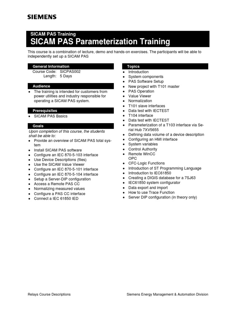 SICAM PAS TRNG SICAM PASParameterization Training12 | PDF | Interface (Computing) | Digital ...