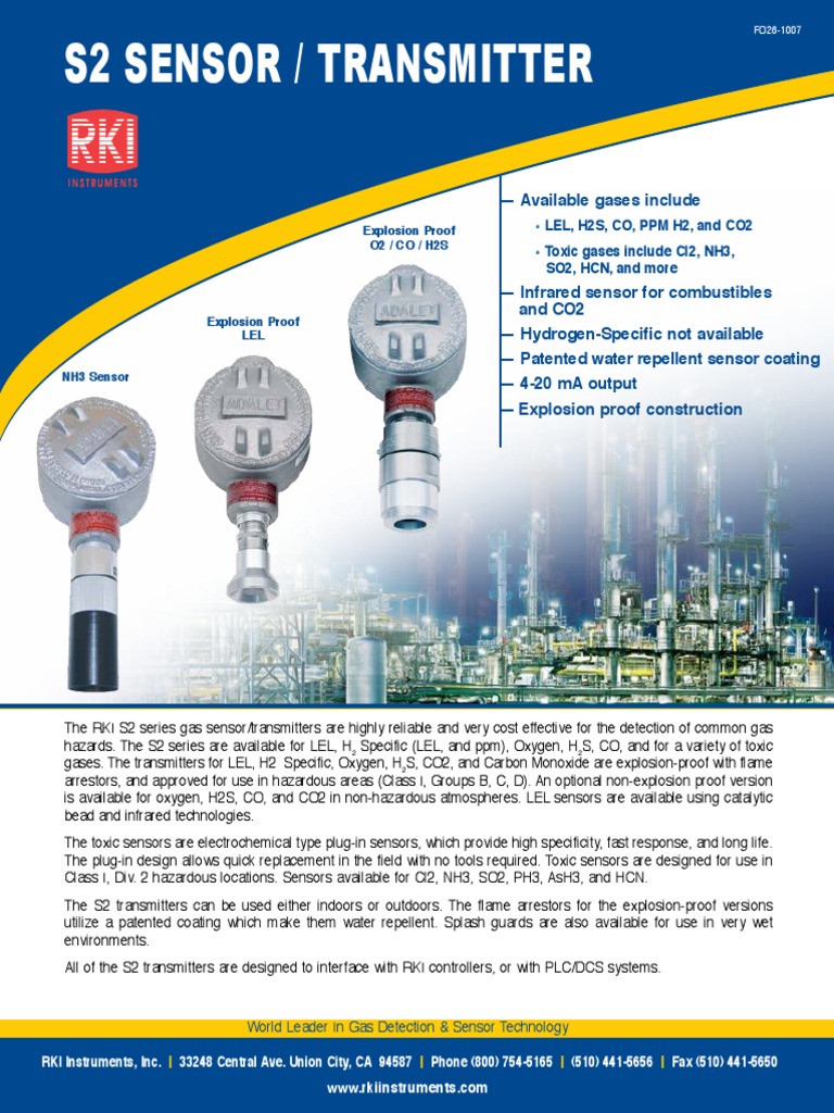 RKI S2 Series Gas Sensor Transmitter May 2011 Opt | PDF | Carbon Dioxide | Carbon