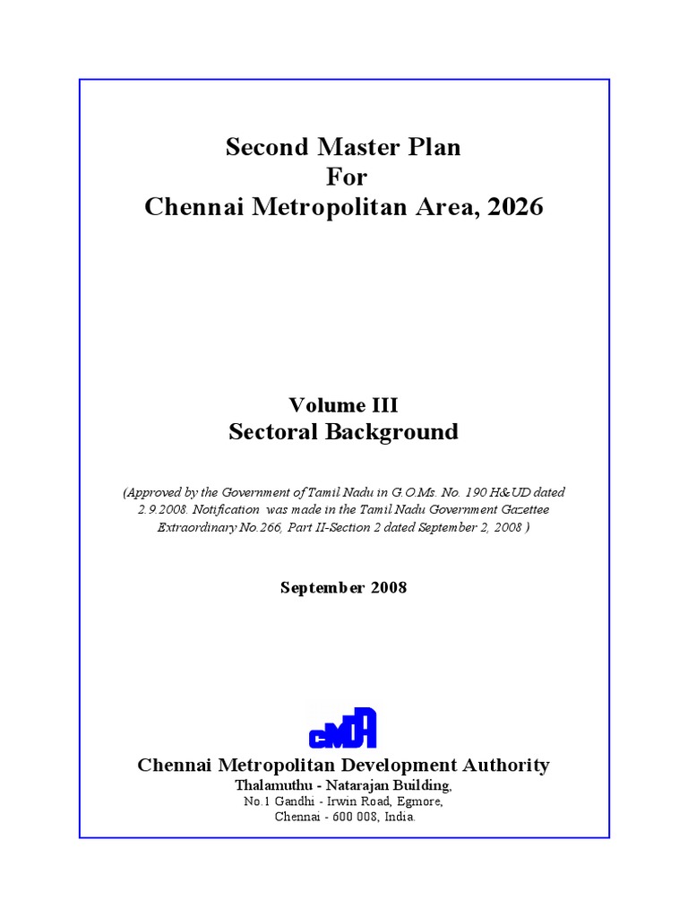 Chennai CMDA Master Plan 2026 Volume 3 Sectorial Background | Transport ...