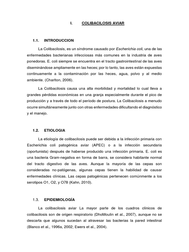 Colibacilosis aviar: causas, síntomas y tratamiento | PDF | Salmonela ...