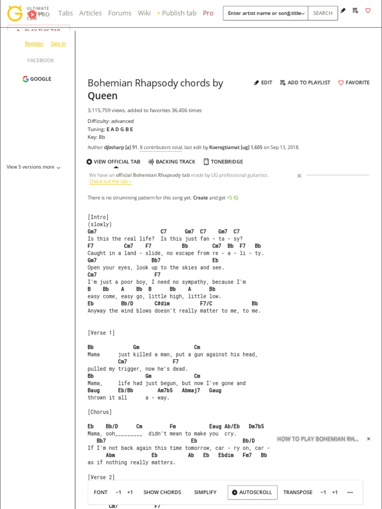 BOHEMIAN RHAPSODY CHORDS by Queen @ PDF | PDF | Celtic Musical ...