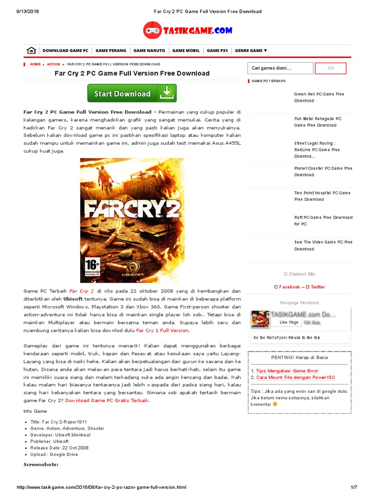 Far Cry 2 PC Game Full Version | PDF