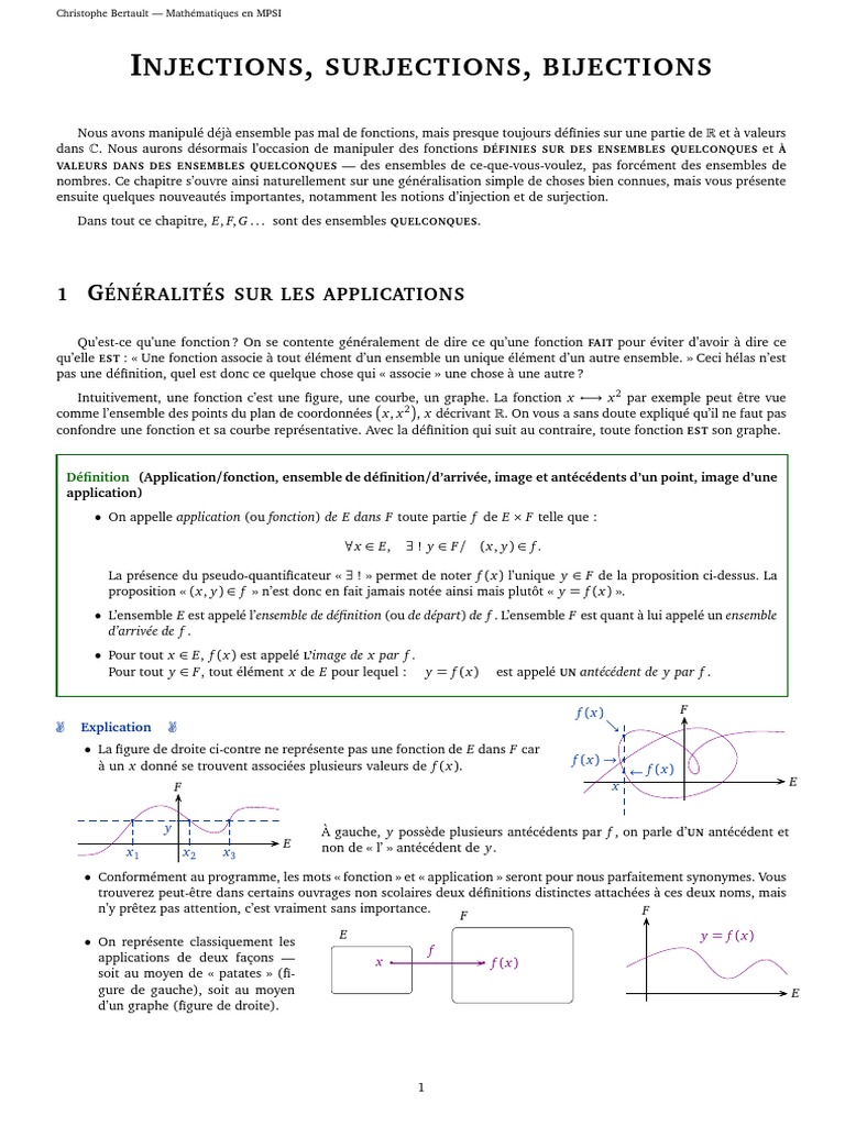 Cours - Injections, Surjections, Bijections PDF | PDF | Ensemble ...