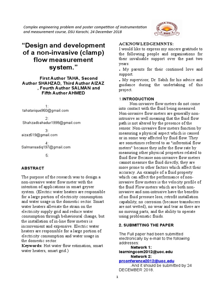 Non-Invasive Flow Measurement System | PDF | Flow Measurement | Water ...