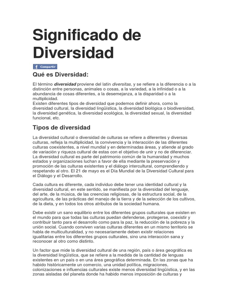 Significado de Diversidad | PDF | Diversidad cultural | Biodiversidad
