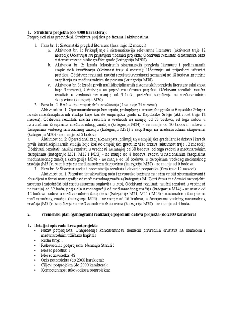 Struktura Projekta Za Gantogram | PDF