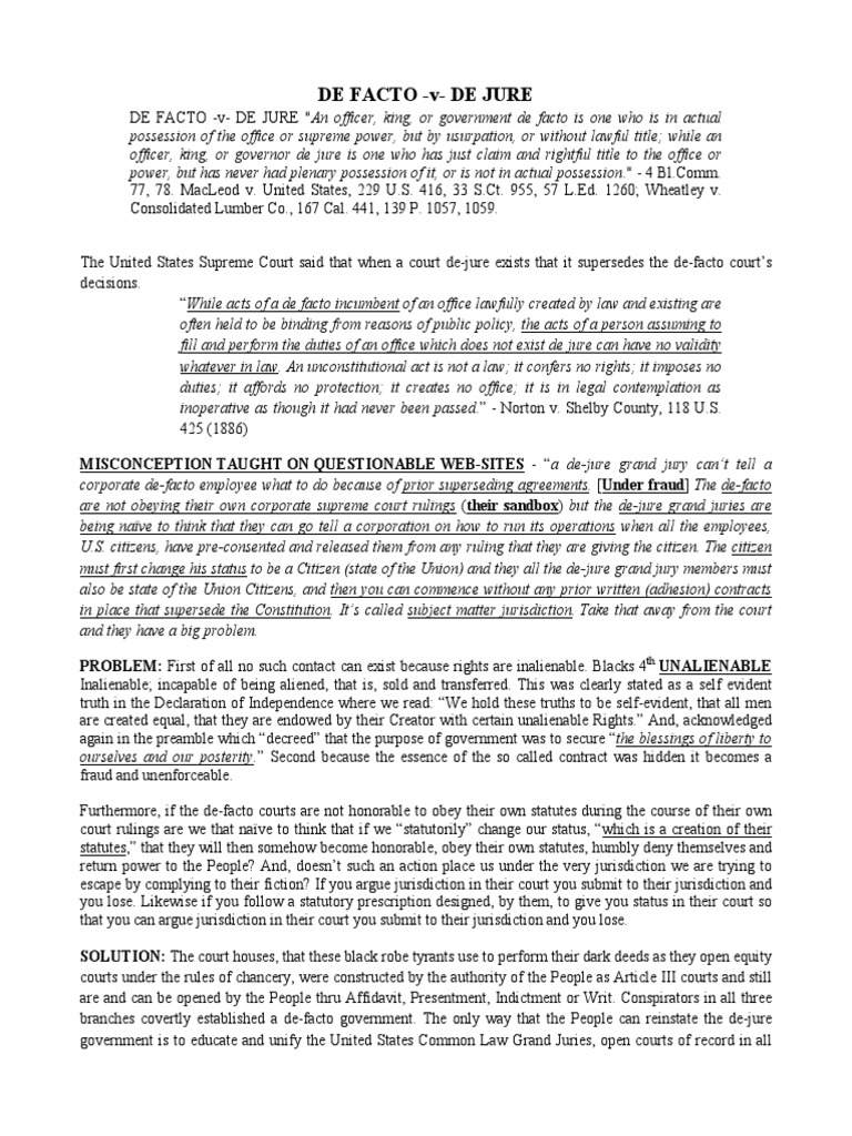 U.S. DE FACTO - V - U.S.A. DE JURE CONSTITUTIONS | PDF | Natural And ...