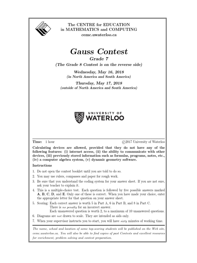 2018-gauss-7-contest-multiple-choice-teaching-mathematics