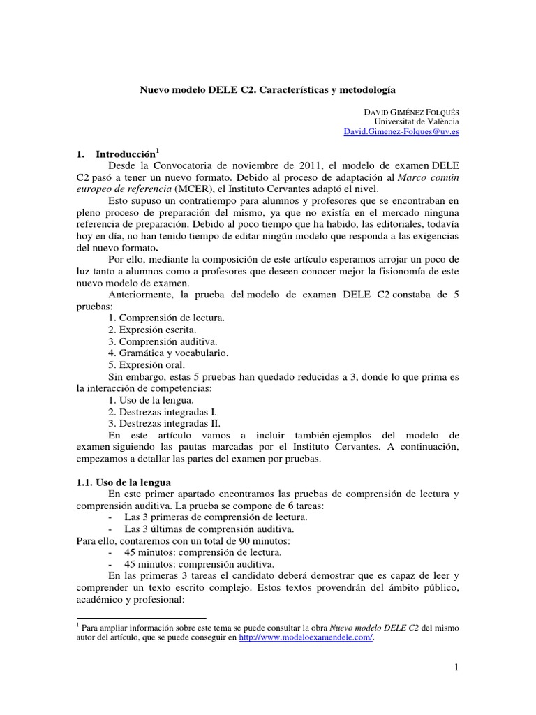 Nuevo Modelo DELE C2 Caracteristicas Y Metodologia | PDF | Fumar tabaco ...