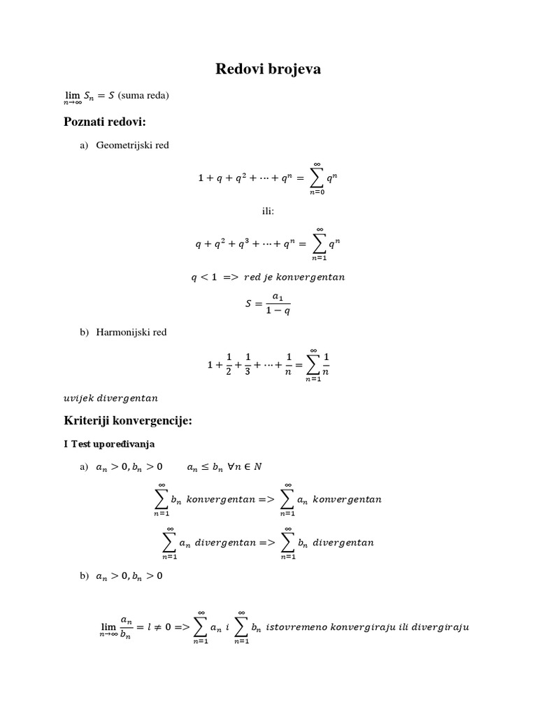 Matematika II - Formule Za II Kolokvij | PDF