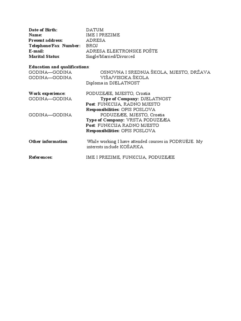Zivotopis | PDF
