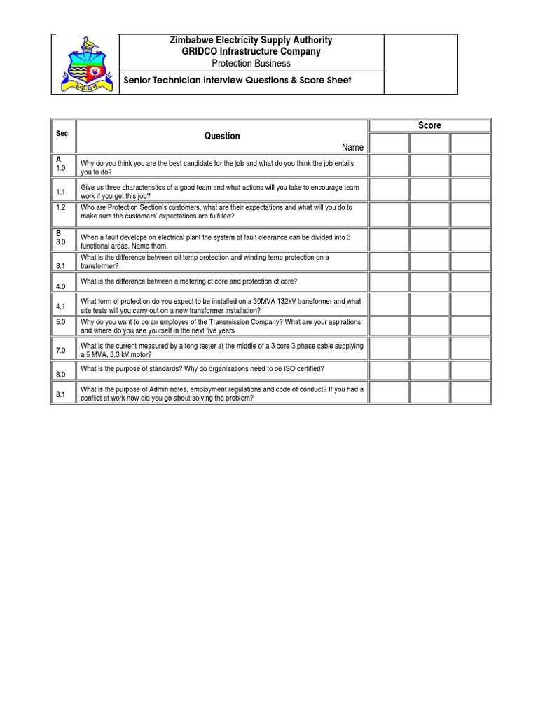 Interview Questions - NATIONAL GRID | PDF