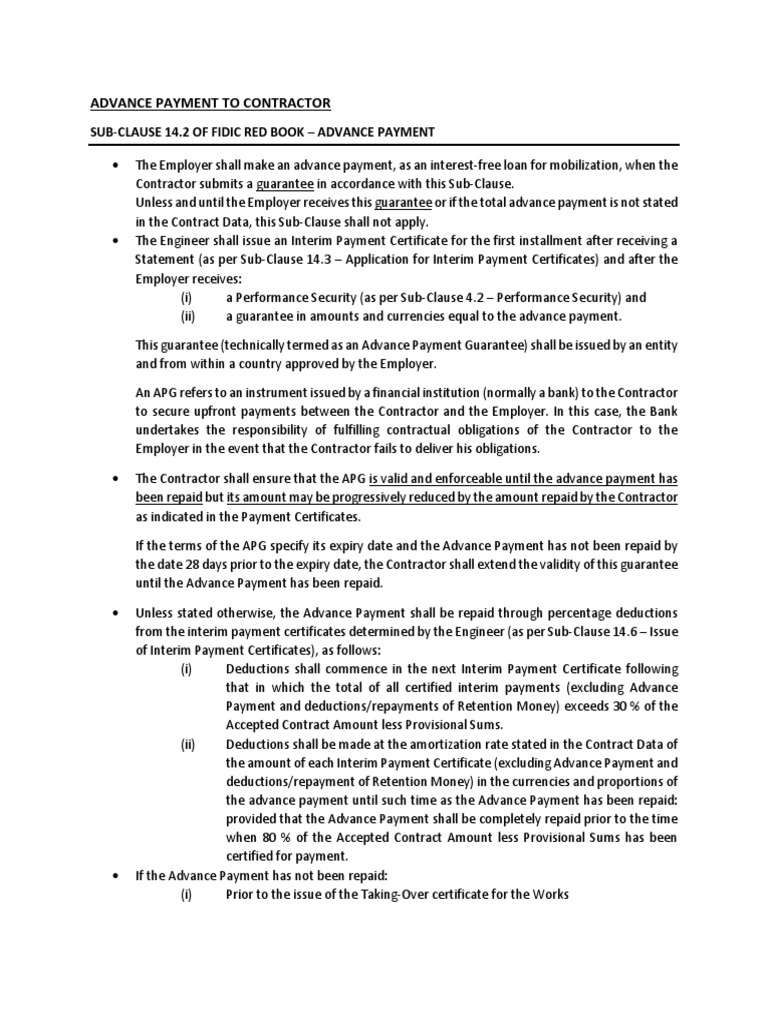 Advance Payment Notes | PDF | Guarantee | Payments