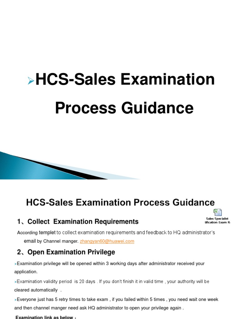 HCS-Sales Examination Process & Associate With Copmany Guidance | PDF ...