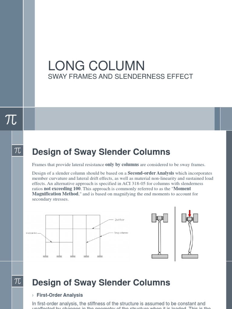 Long Column: Sway Frames and Slenderness Effect | PDF | Buckling | Stiffness