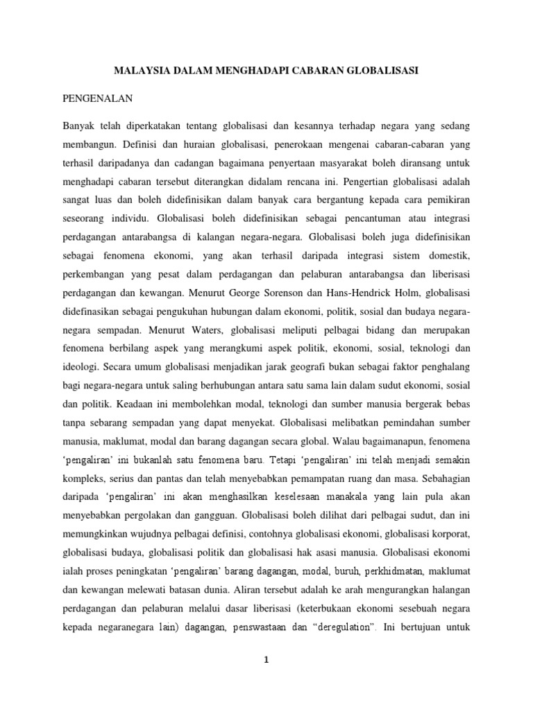 Malaysia Dalam Menghadapi Cabaran Globalisasi | PDF