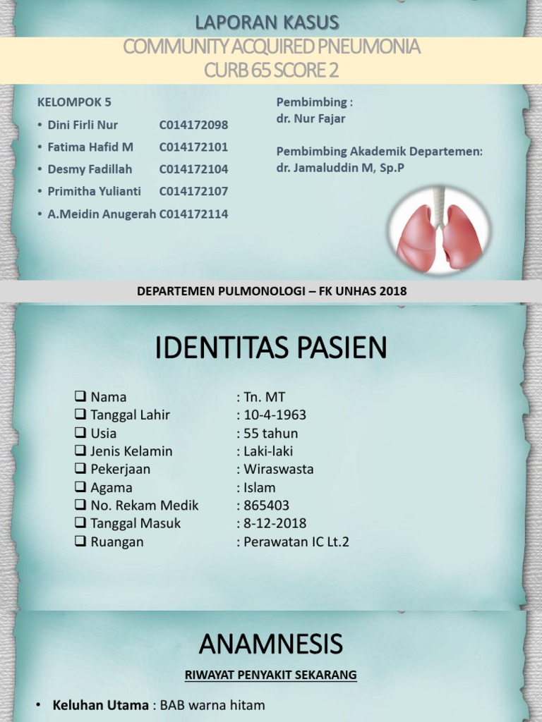 Laporan Kasus CAP Curb 65 Skor 2 KLP 5 | PDF