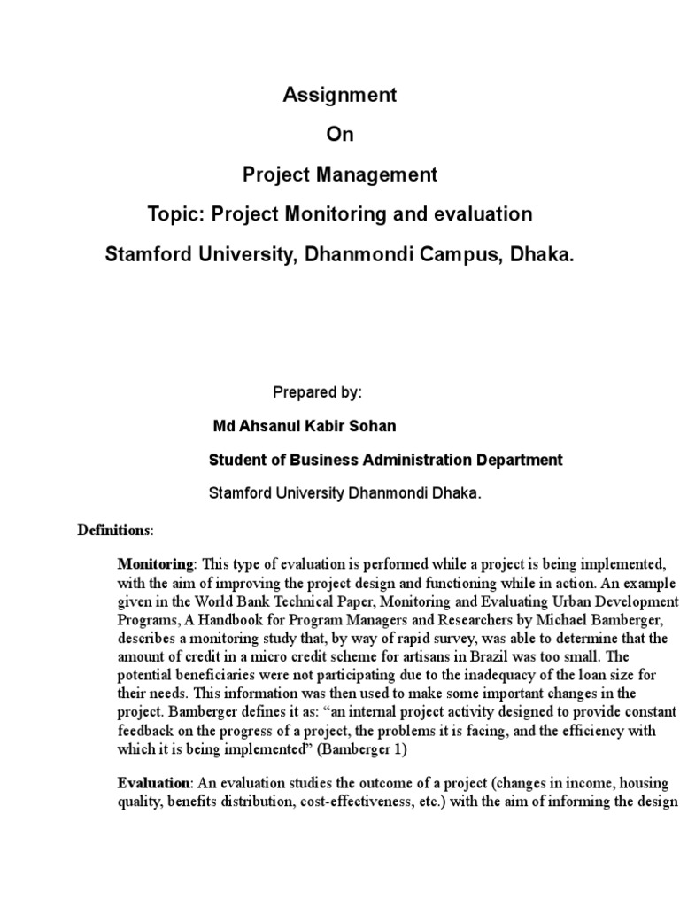 Assignment Project Management | PDF | Project Management | Evaluation