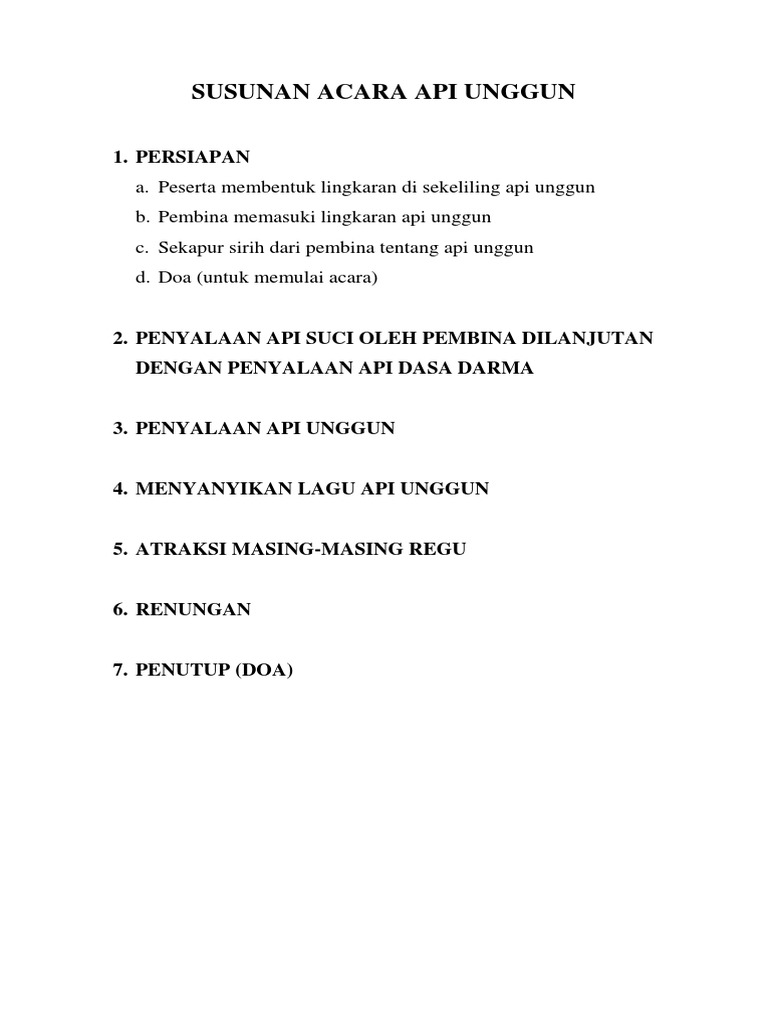 Susunan Acara API Unggun | PDF