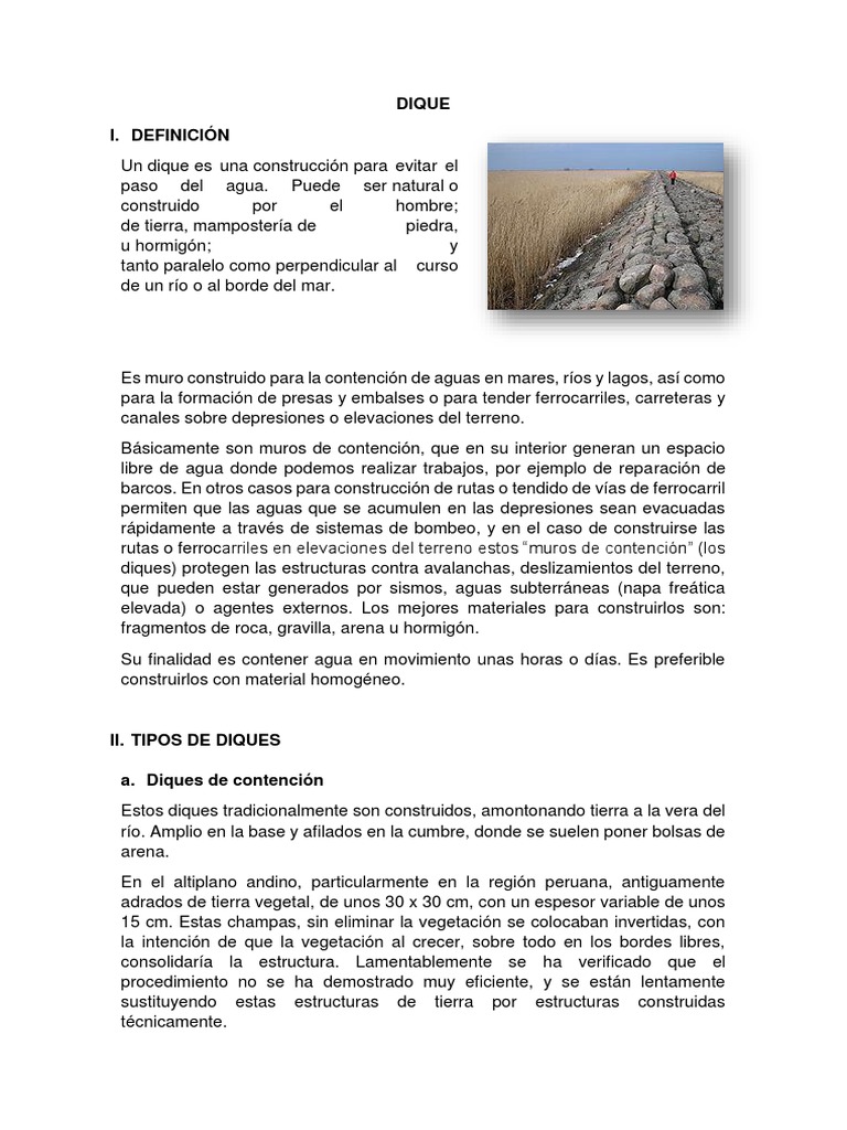 Definición, tipos y criterios de diseño de diques | PDF | Dique ...