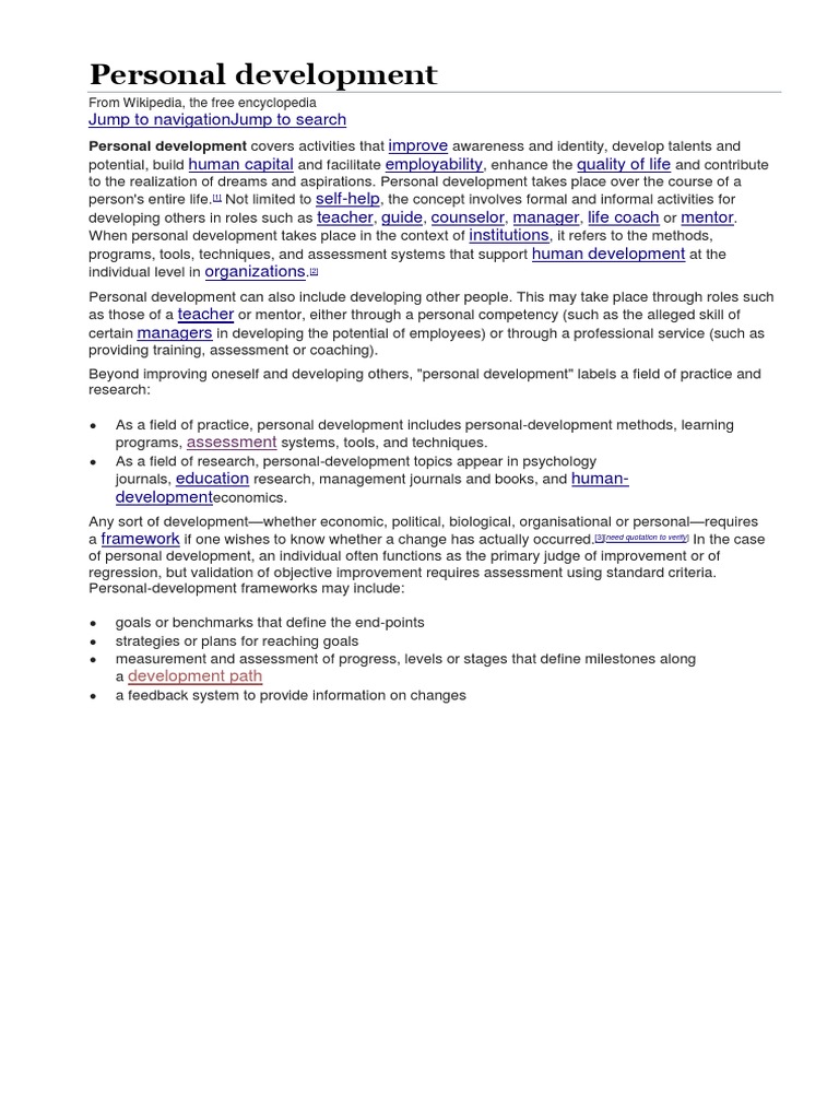 Personal Development: Assessment | PDF