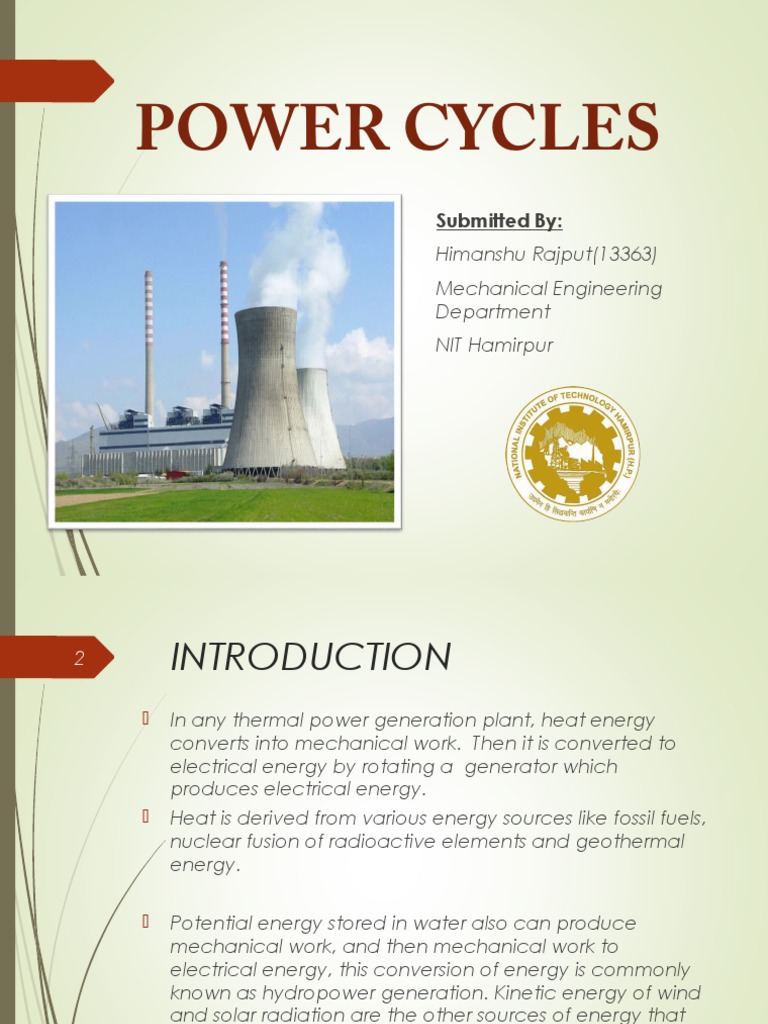 Power Cycles: Submitted by | PDF | Steam | Steam Engine