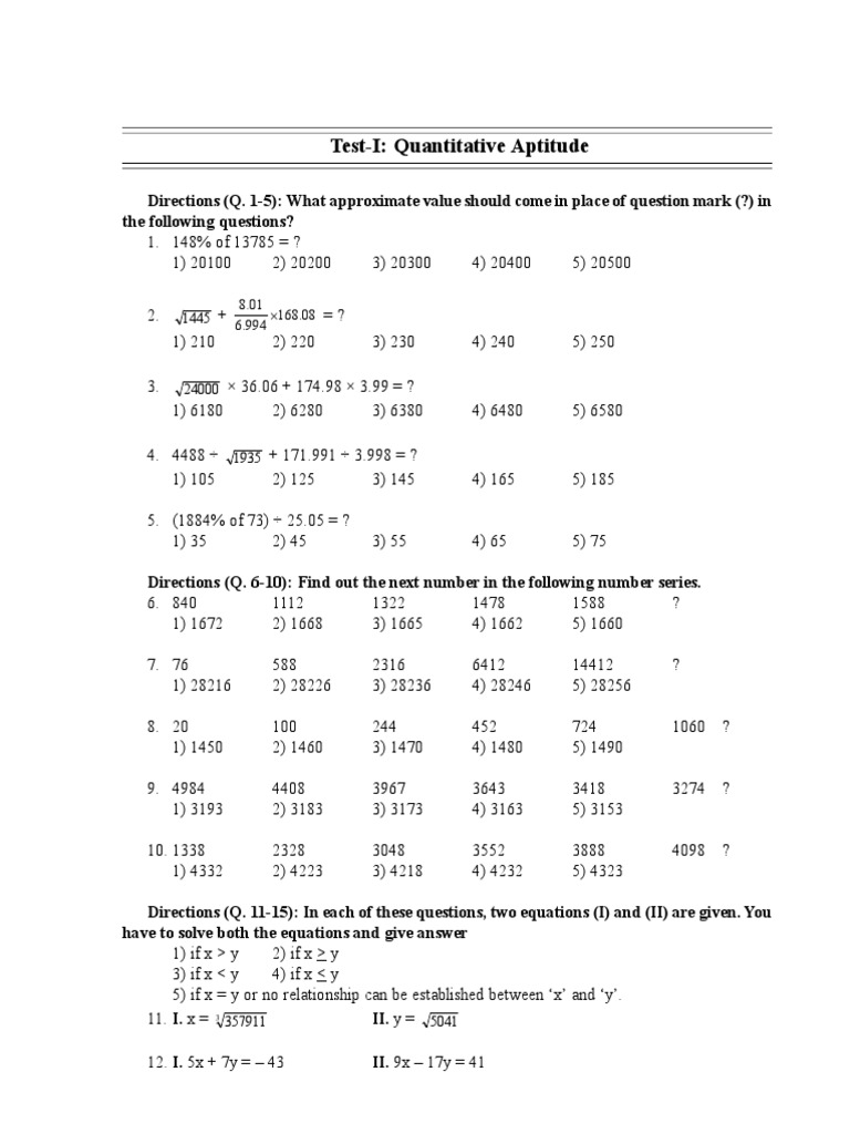 Ibps Sbi Bank Clerk PO SO Previous Year Question Paper Model Paper 1 ...
