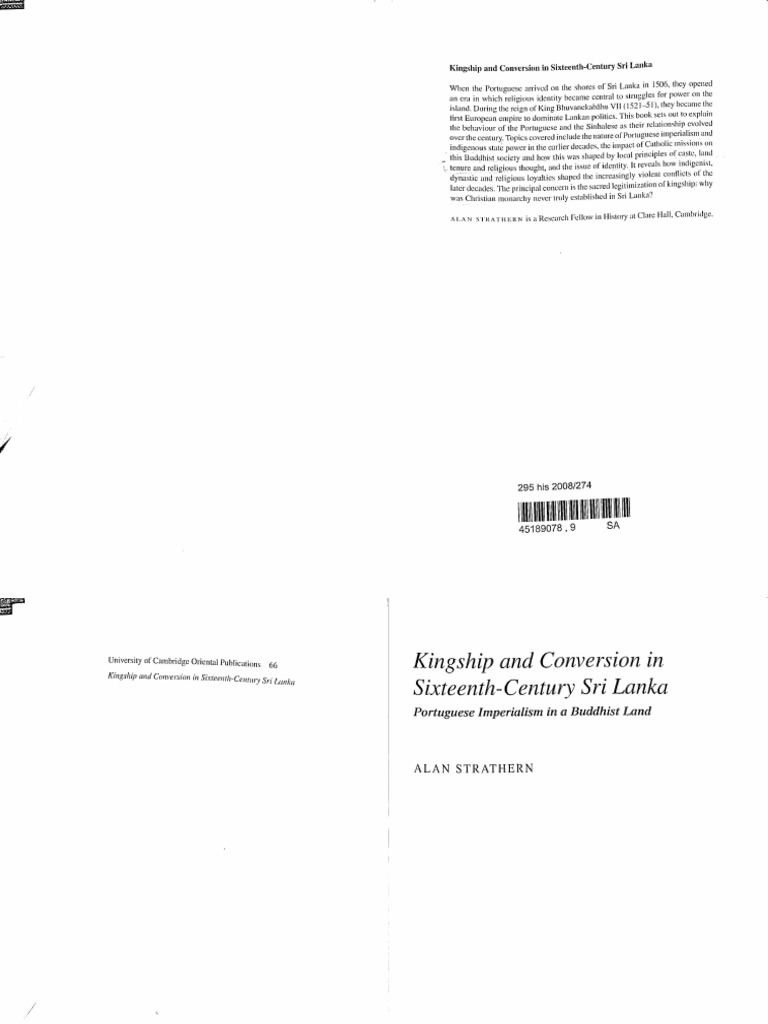Alan Strathern Kingship and Conversion in Sixteenth-Century Sri Lanka | PDF