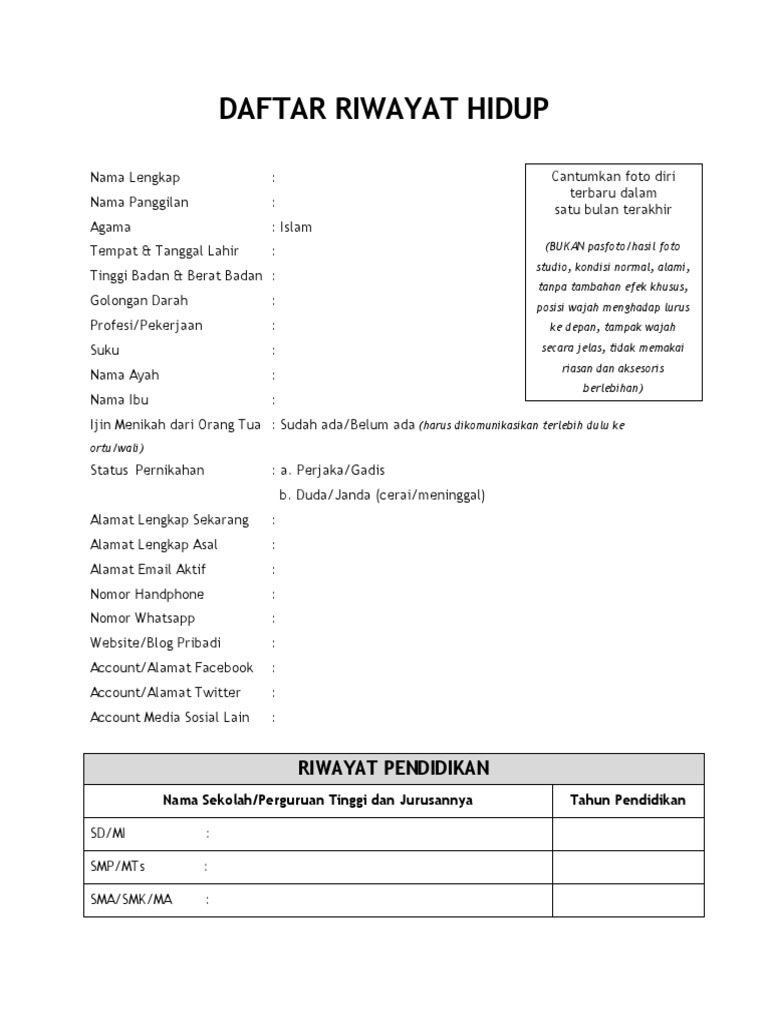 Contoh CV-TAARUF | PDF | Pengembangan Diri | Gaya Hidup