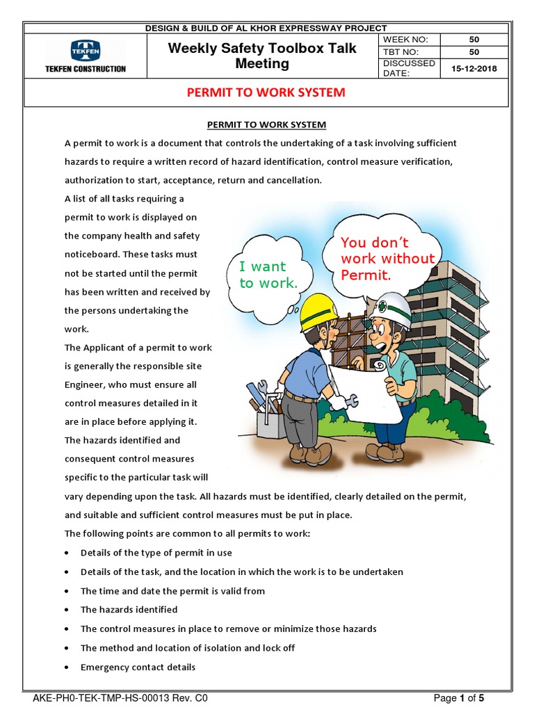 Permit To Work System | PDF | Excavation (Archaeology) | Safety