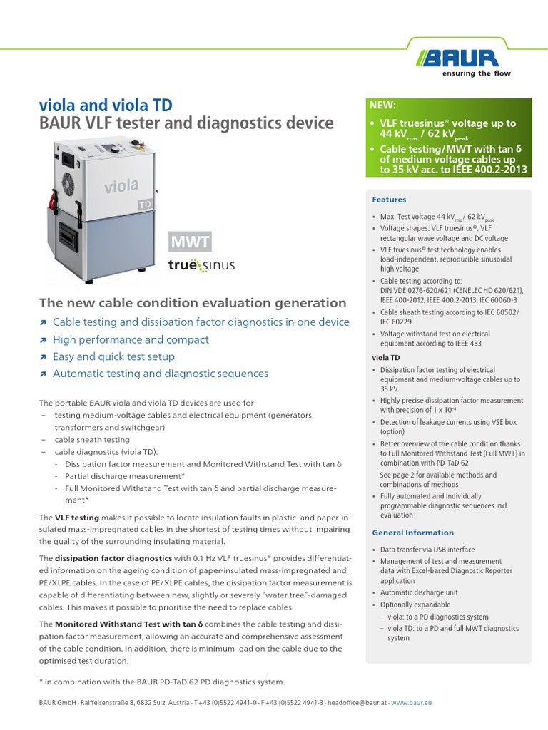 DS VLF Tester and Diagnostics Device Viola Viola TD BAUR En-Gb | PDF ...
