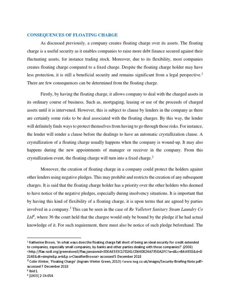 Consequences of Floating Charge | PDF | Private Law | Debt