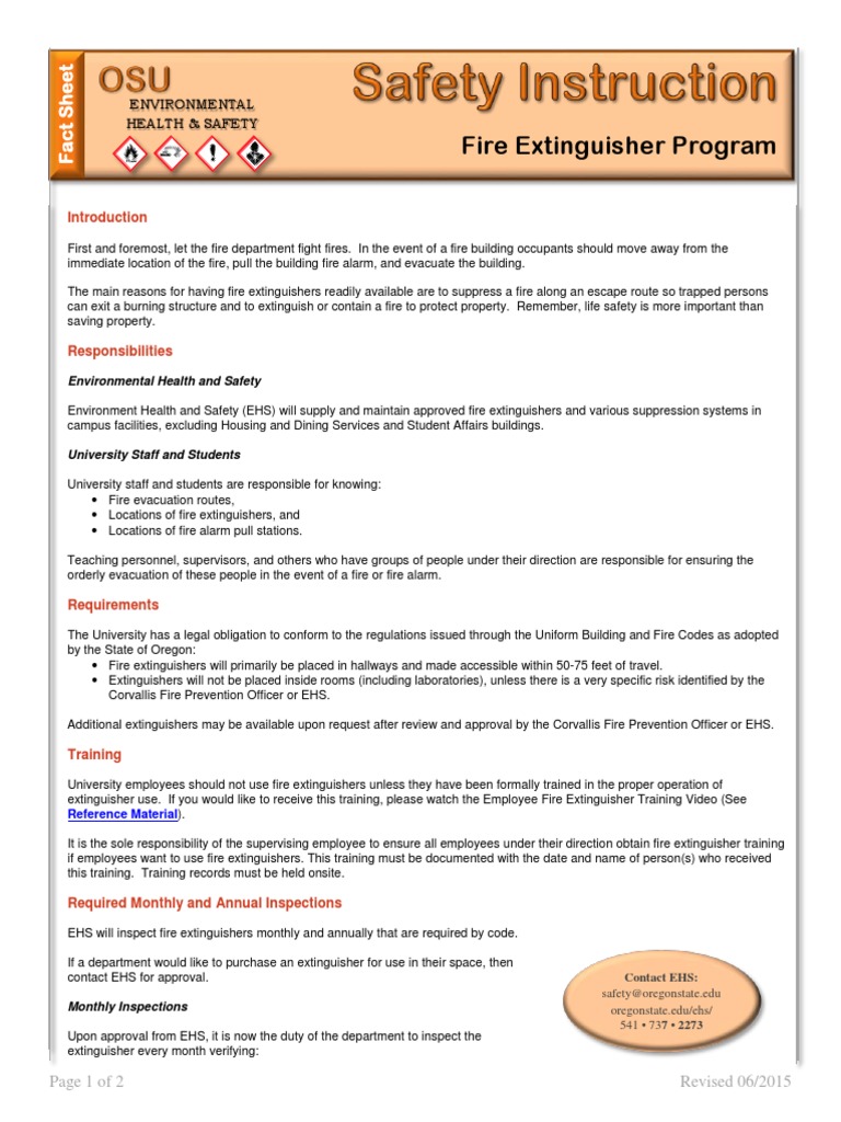 Oregon State University's Fire Extinguisher Program: Requirements ...