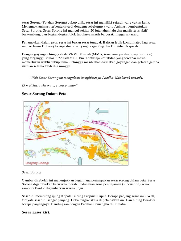 Sesar Sorong: Karakteristik dan Peta | PDF | Ilmu Sosial | Sejarah